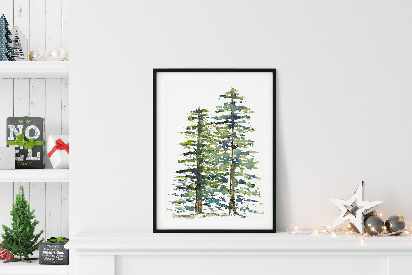 Watercolor Evergreen Trees Poster Prints Fine Art Textured - Etsy