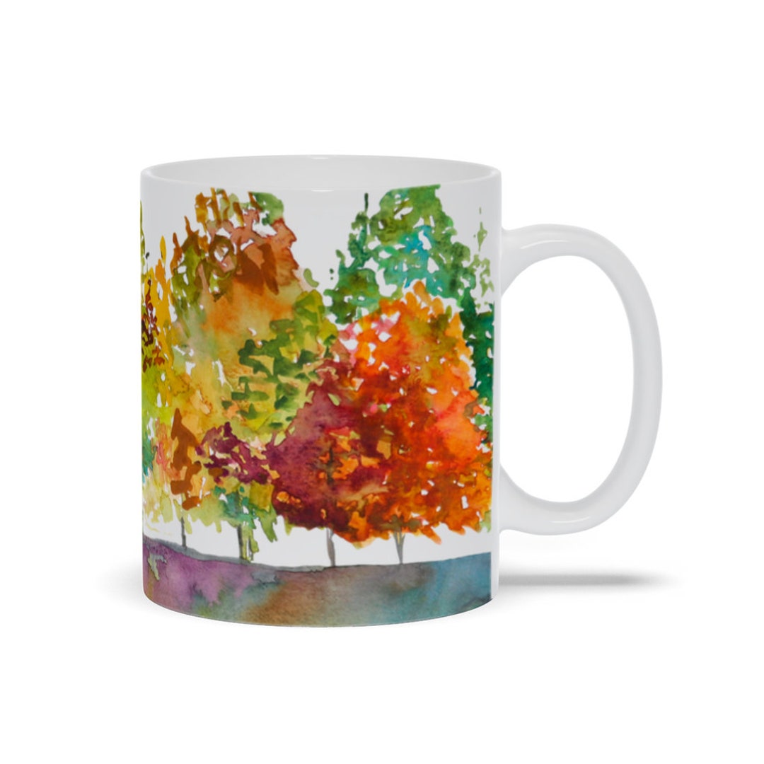 Autumn Trees Coffee Mugs With Colorful Fall Foliage; Hot Chocolate ...