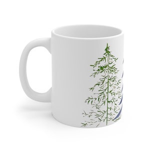 Three Pines Evergreen Trees in Greens & Blues | White Ceramic 11 Oz ...