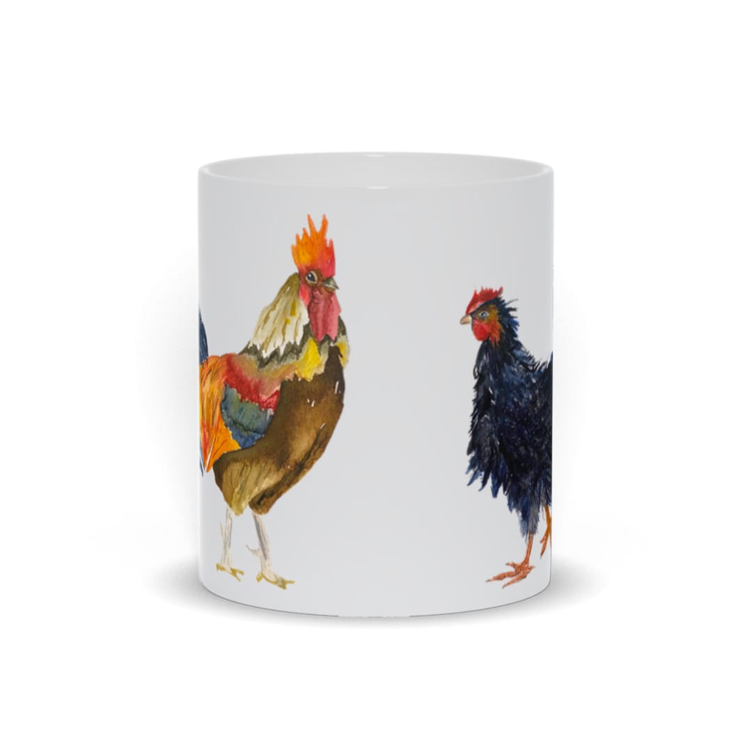 Rooster and Hen Mugs; Chicken Coffee Mug; Farmhouse Mug; Homestead ...