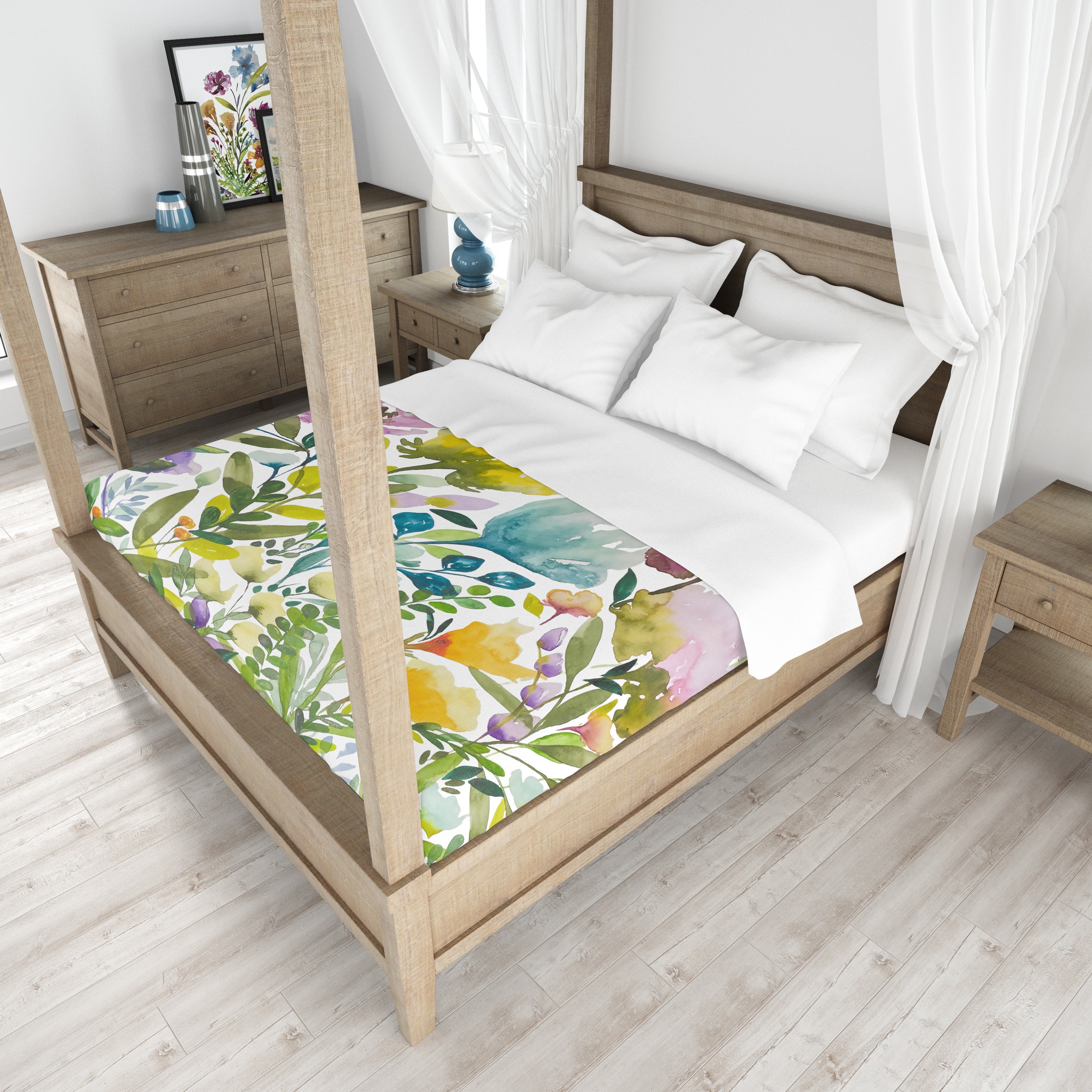 Summer Flowers Bright Duvet Cover King Queen Full Twin | Etsy