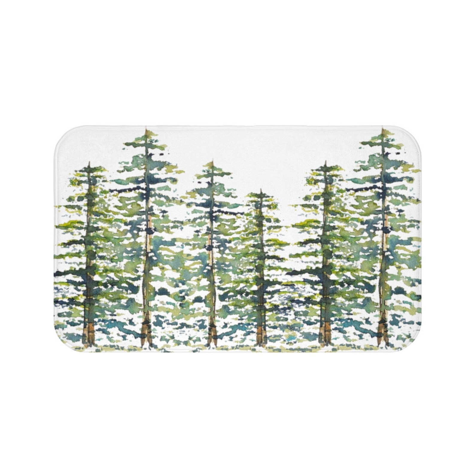 Pine Tree Forest | Microfiber Memory Foam Bath Mat | Botanical ...