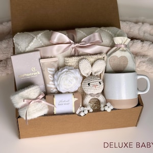 Deluxe New Mom & Baby Gift Box for Women After Birth | Baby Gift Basket ...