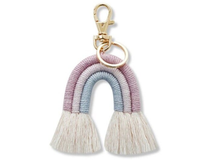 Rainbow Macrame Keychain Lavender - Etsy