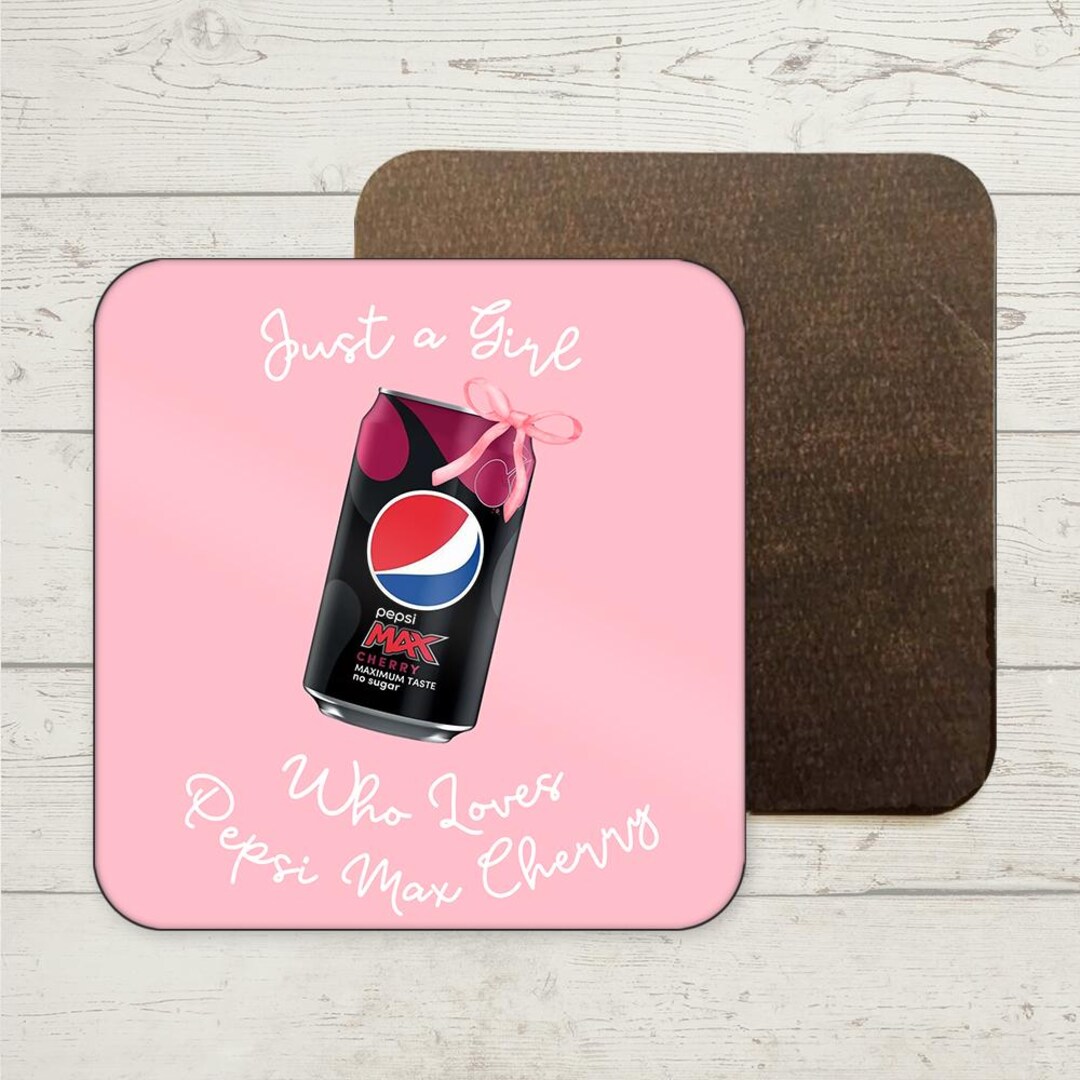 Pink Bow Cherry Pepsi Max Coaster, Custom Name Gift, Funny Coaster ...