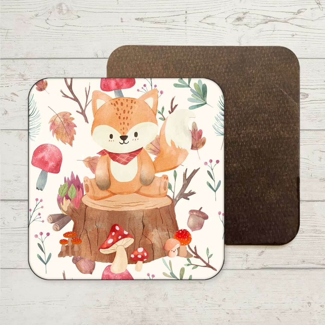 Cute Woodland Fox Coaster, Fox Coaster, Funny Fox Gift, Drinks Coaster ...