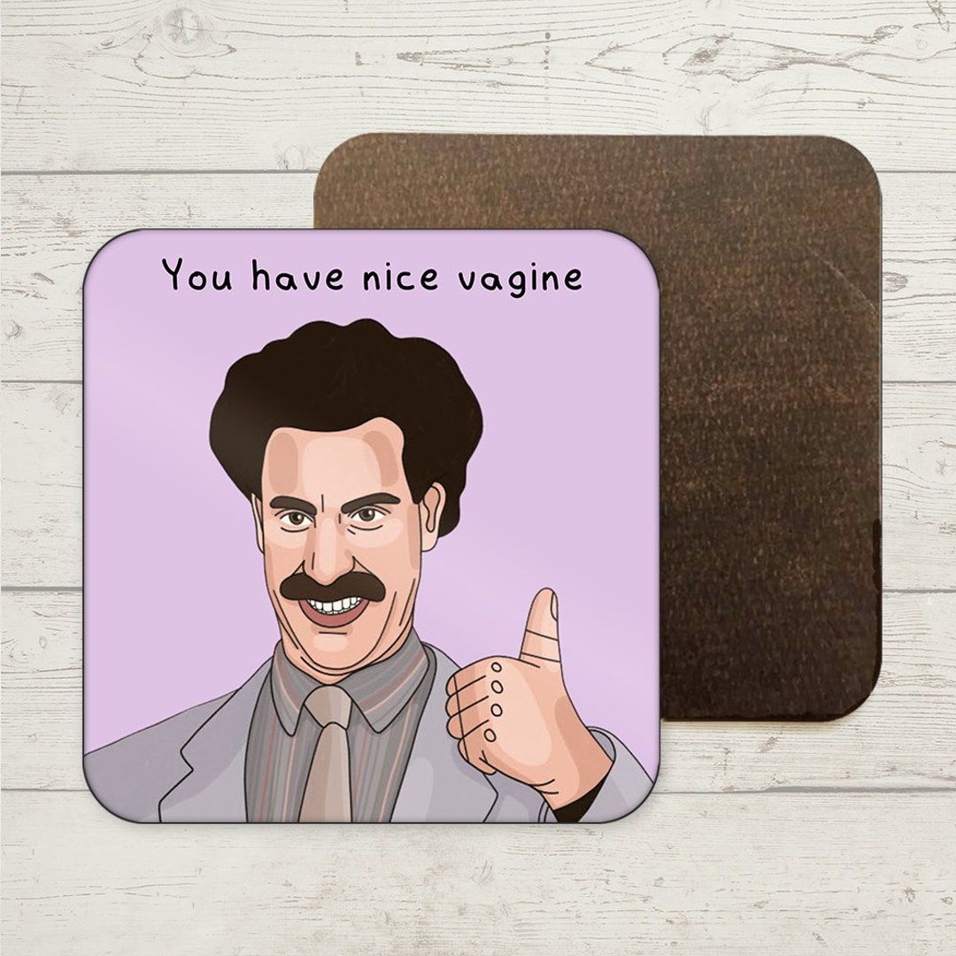 Funny Borat Drinks Coaster, Borat Merch, Sacha Baron Cohen Fan, Funny ...
