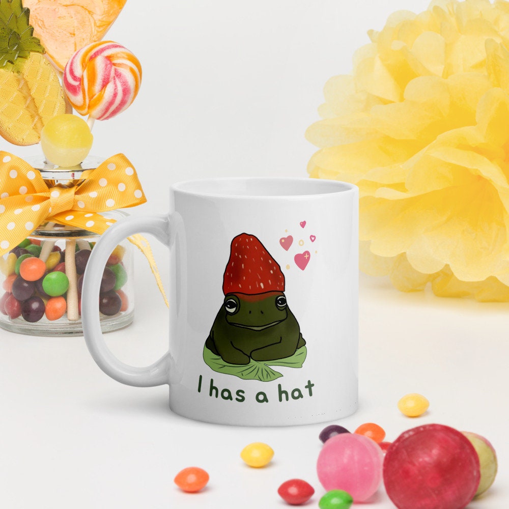 Funny Frog hat meme Mug Frog meme gift Funny mug Cute Frog | Etsy