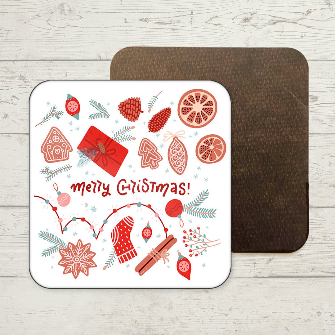 Merry Christmas Coaster, Festive Drinks Coaster, Xmas Coaster, Fun ...