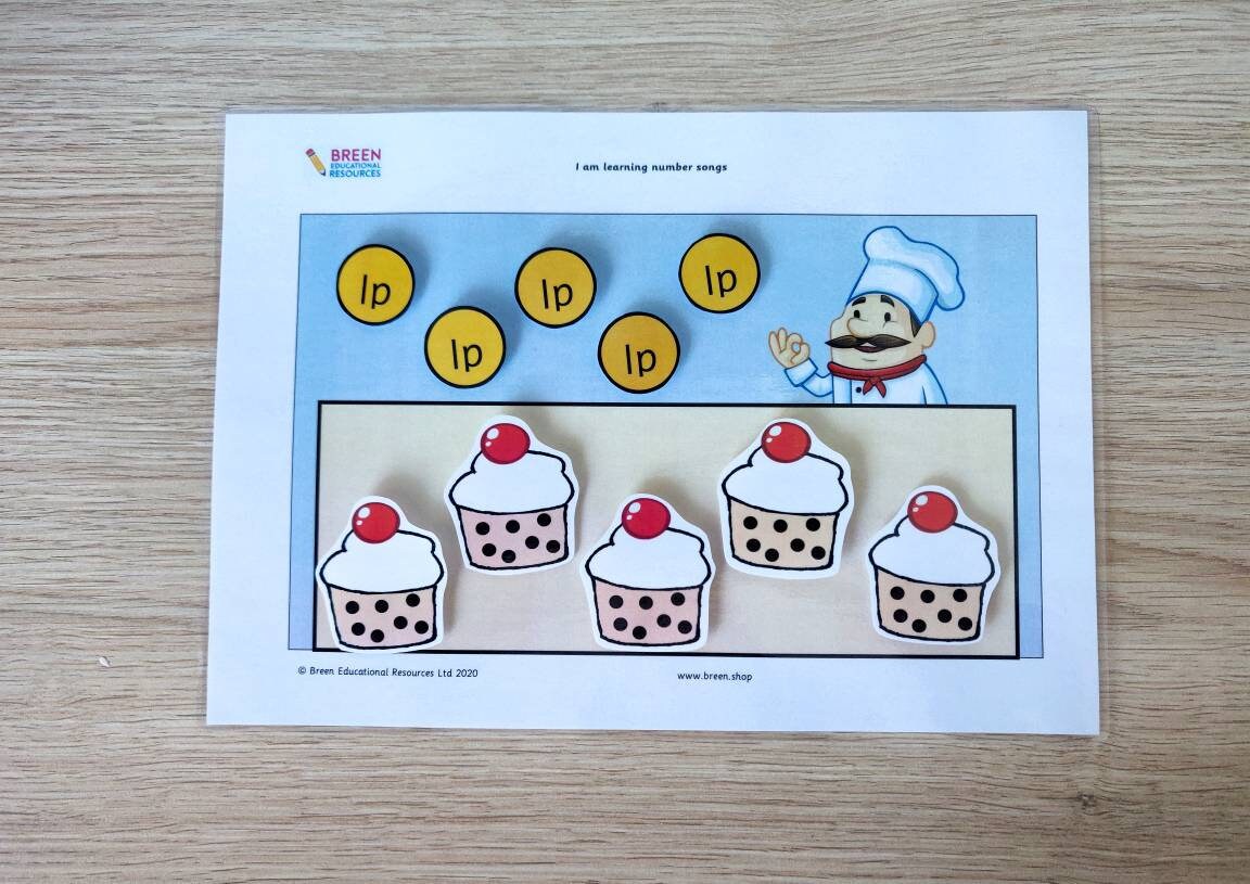 Hand Made Number Nursery Rhymes With Props, 5 Currant Buns. School ...