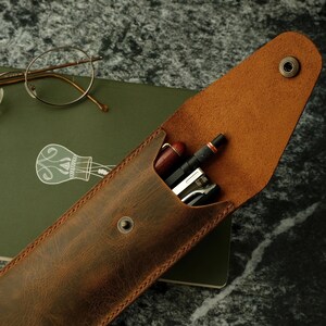 Personalized Leather Pen Case, Full Grain Leather Fountain Pen Holder ...