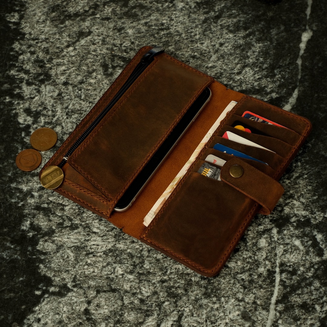 Leather Phone Wallet, Zipper Wallet, Coin Purse Wallet, Personalized ...