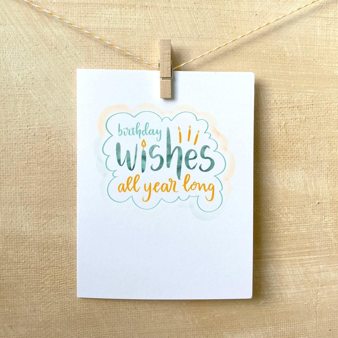 Birthday Wishes Card, Cute Greeting Card, Blank Inside Note, Birthday ...