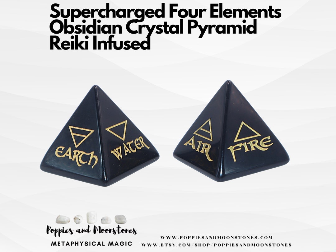 Supercharged Four Elements Obsidian Crystal Pyramid Reiki Infused - Etsy