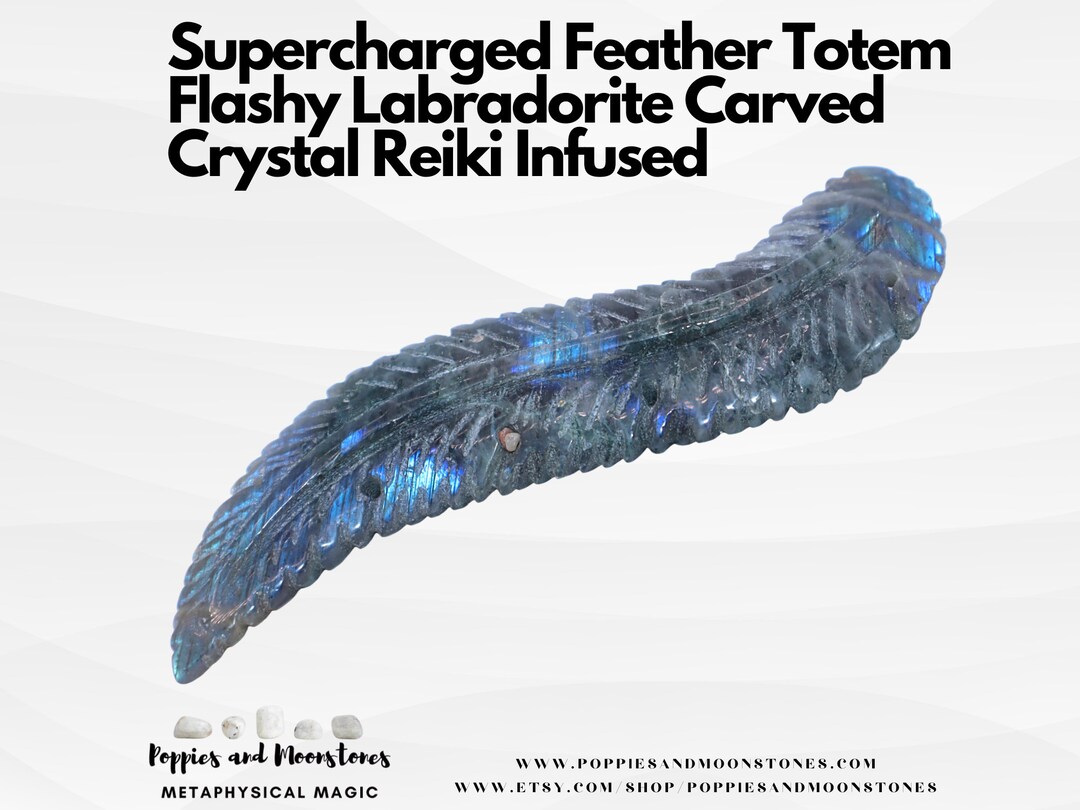 Supercharged Feather Totem Flashy Labradorite Carved Crystal Reiki ...