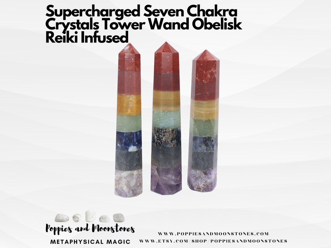 Supercharged Seven Chakra Crystals Tower Wand Obelisk Reiki Infused - Etsy