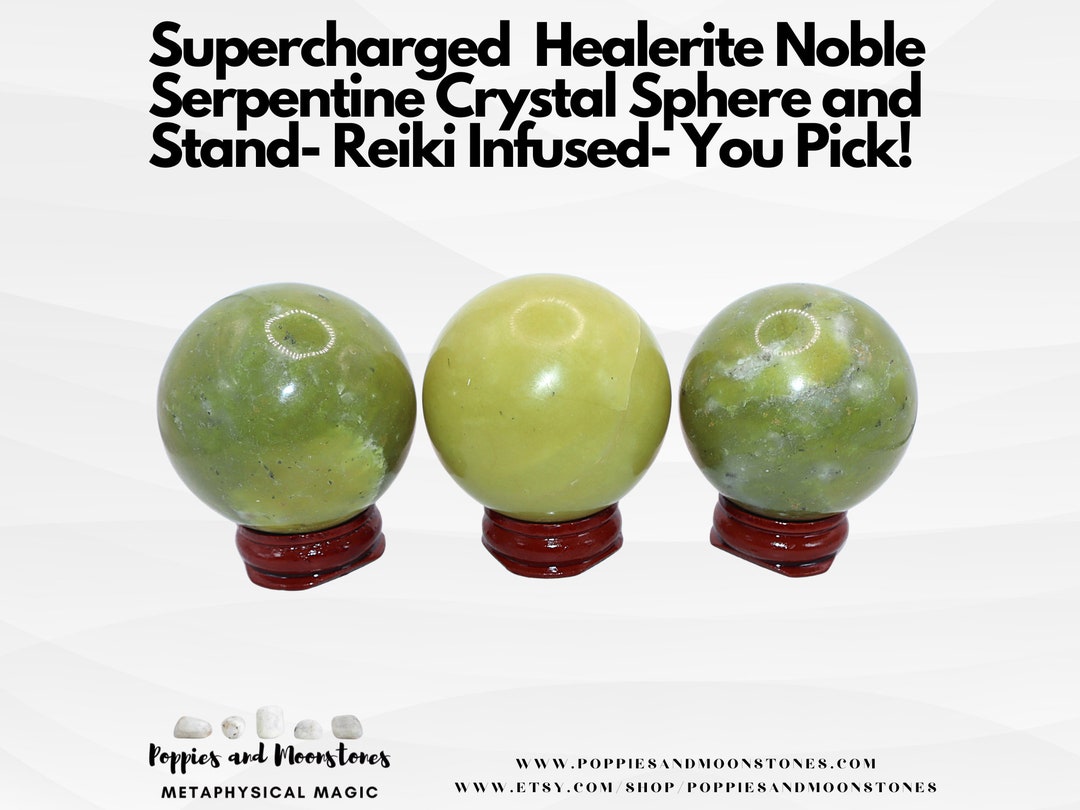 Supercharged Healerite Noble Serpentine Crystal Sphere and Stand Reiki ...