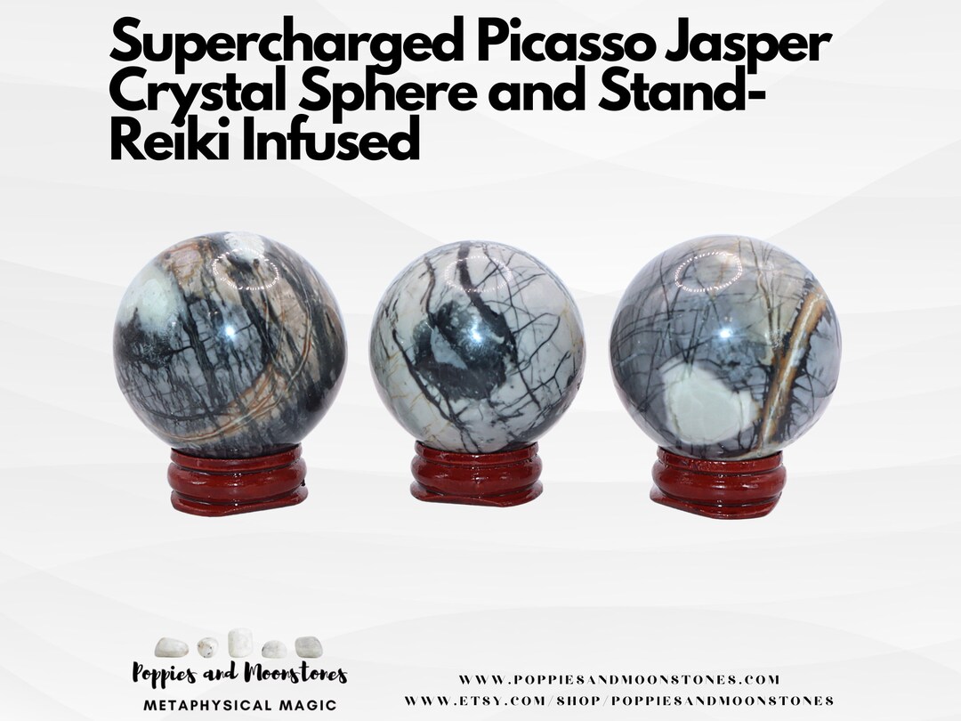 Supercharged Picasso Jasper Crystal Sphere and Stand for Integration ...