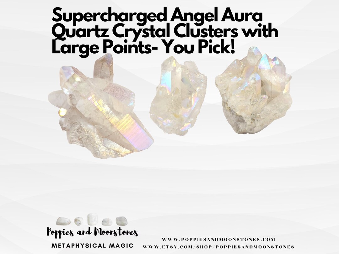 Supercharged Angel Aura Quartz Crystal Clusters With Large Points- You ...