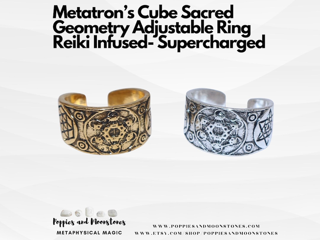 Metatrons Cube Sacred Geometry Power Ring Reiki Infused and ...