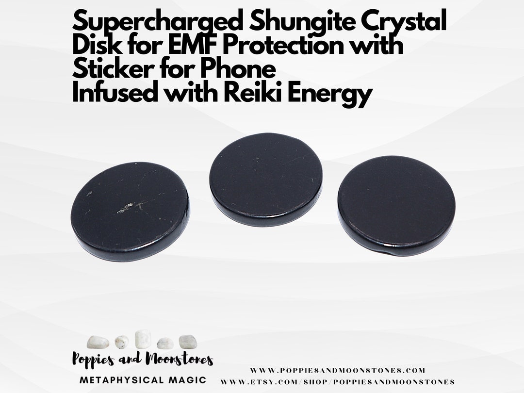 Supercharged Shungite Crystal Disk for EMF Protection With Sticker for ...