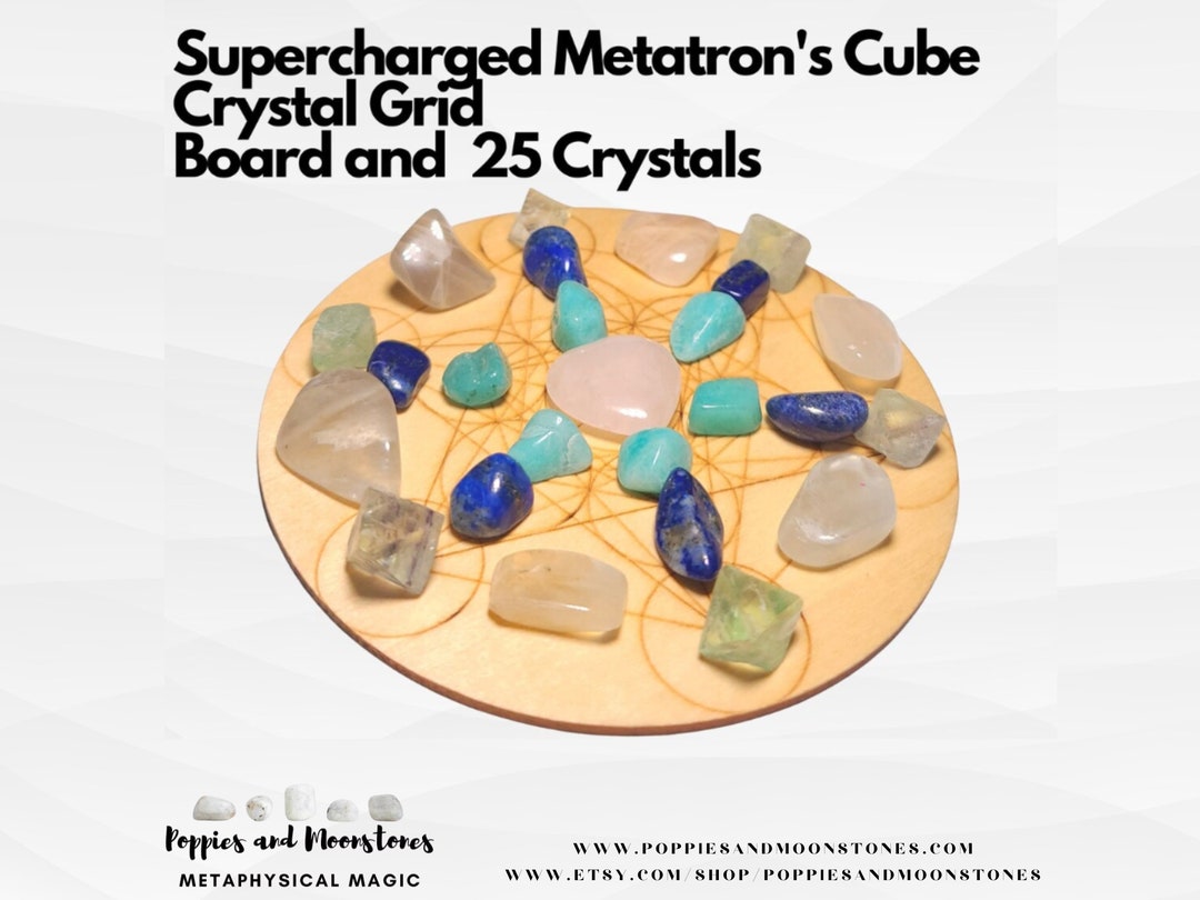 Supercharged Metatron's Cube Crystal Grid Board and 25 Crystals for ...