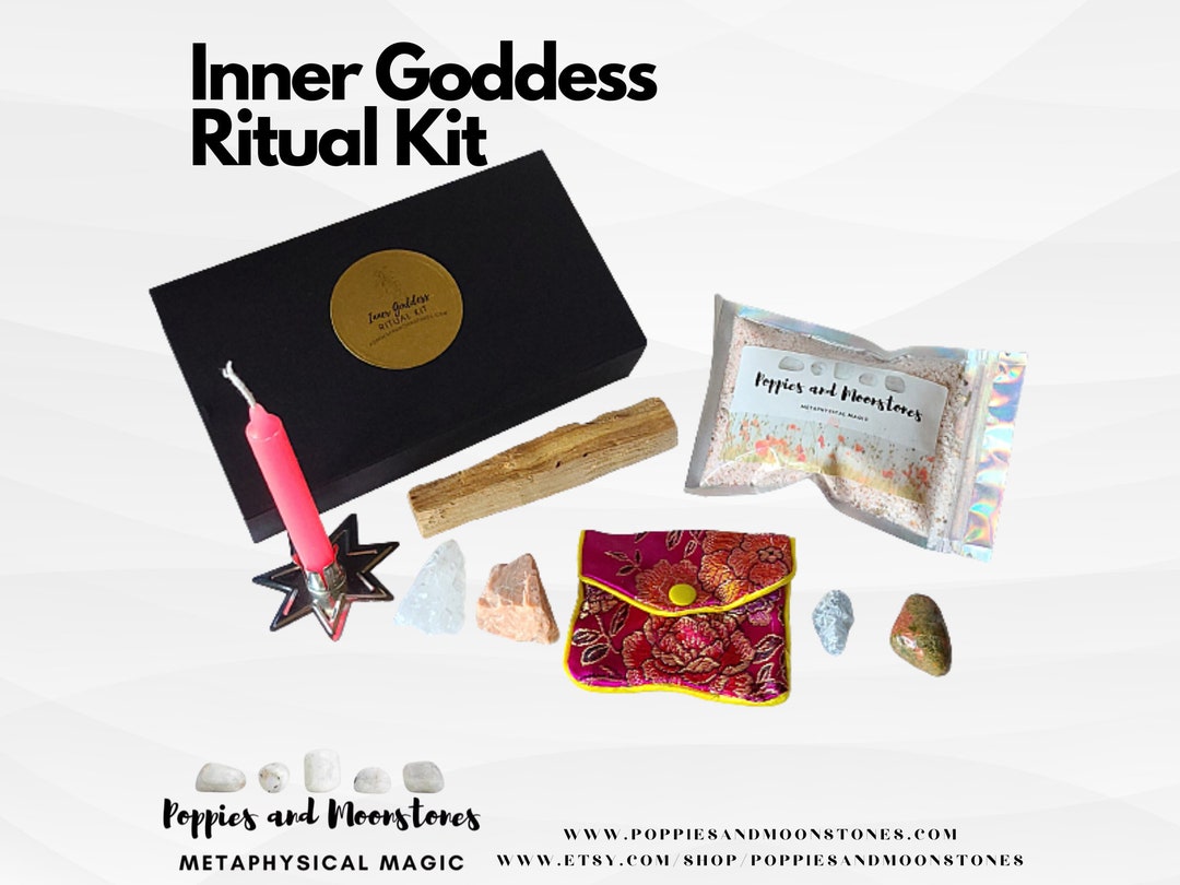 Inner Goddess Ritual Magick Kit: Crystals, Candle and Holder, Salt Bath ...