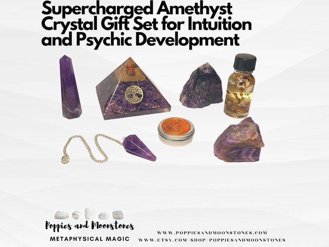 Supercharged Amethyst Crystal Gift Set for Intuition and Psychic ...
