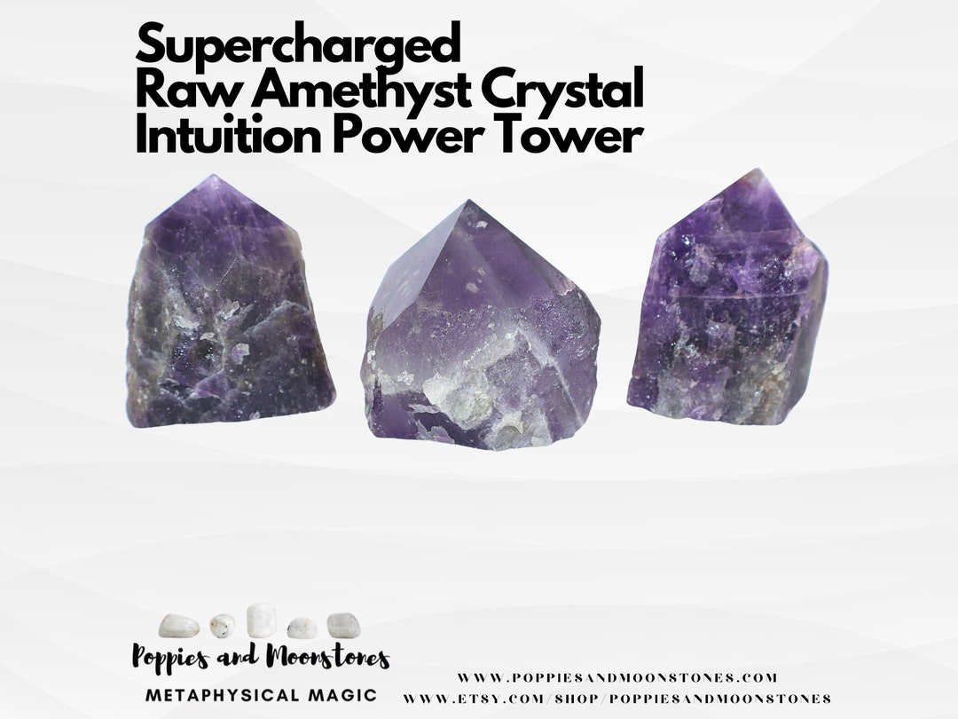 Supercharged Raw Amethyst Crystal Intuition Power Tower - Etsy