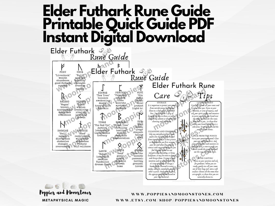 Elder Futhark Rune Guide Printable Quick Guide PDF Instant Digital ...
