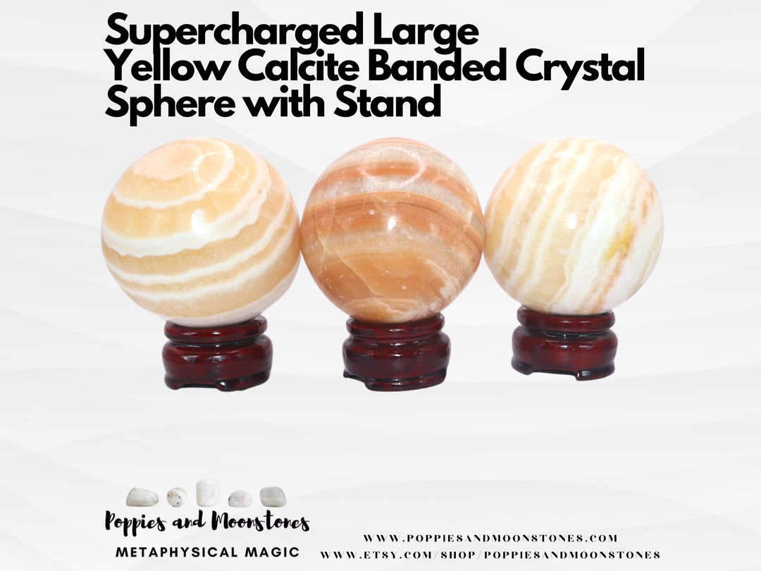 Supercharged Large Yellow Calcite Banded Crystal Sphere With Stand - Etsy