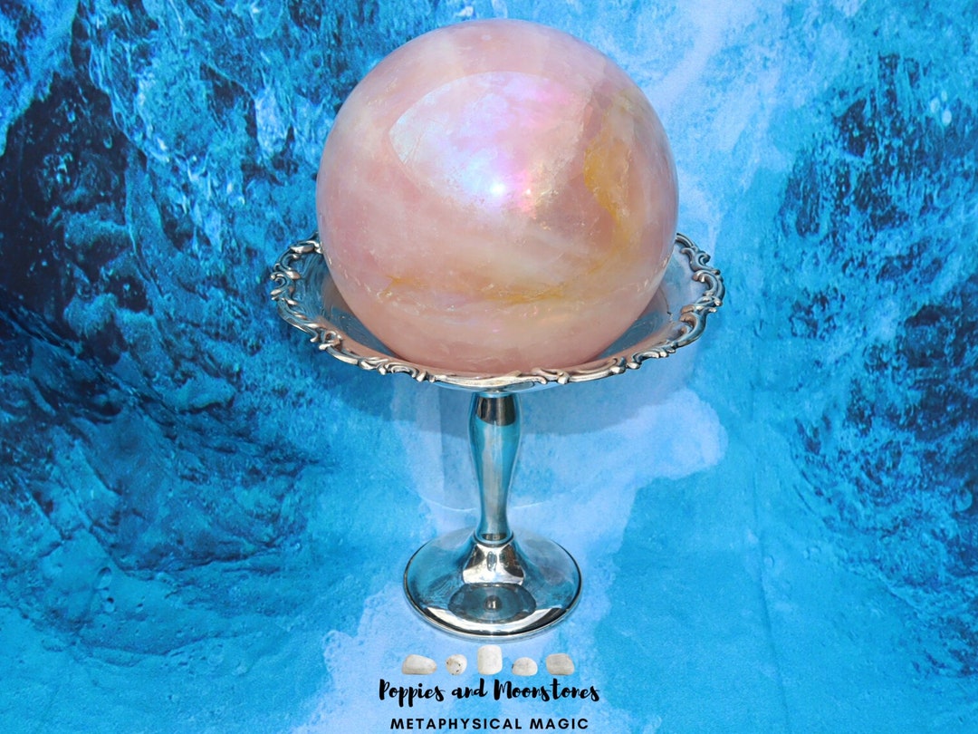 Supercharged Giant Angel Aura Rose Quartz Sphere and Stand- Reiki ...