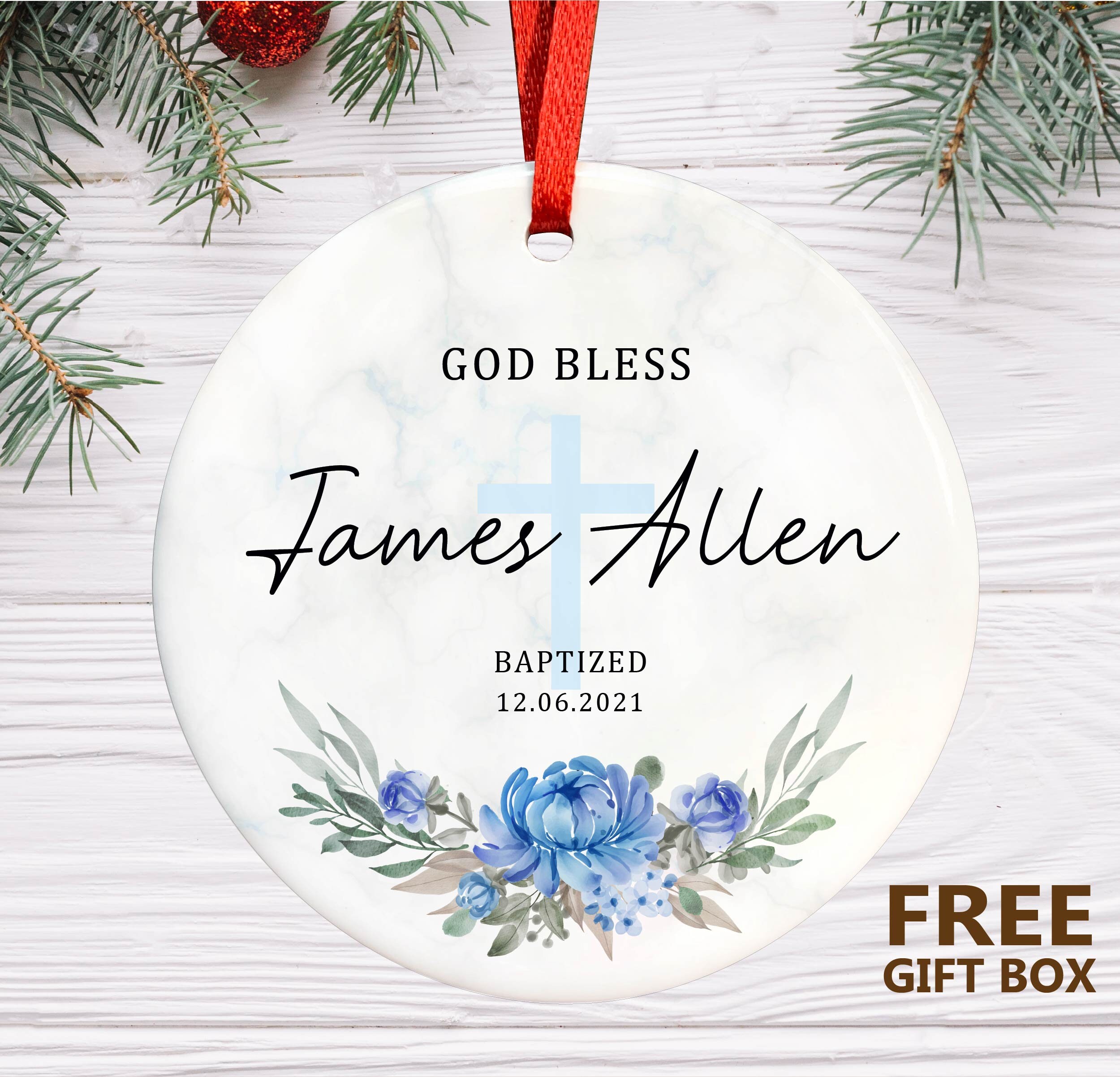 Personalized God Bless Christening Ornament – Custom Baptism Gift for ...