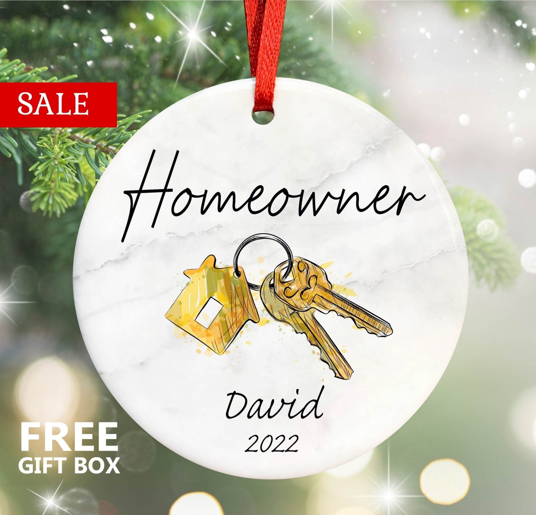 Homeowner Gift, Personalized Christmas First Home Ornament, Home Key ...
