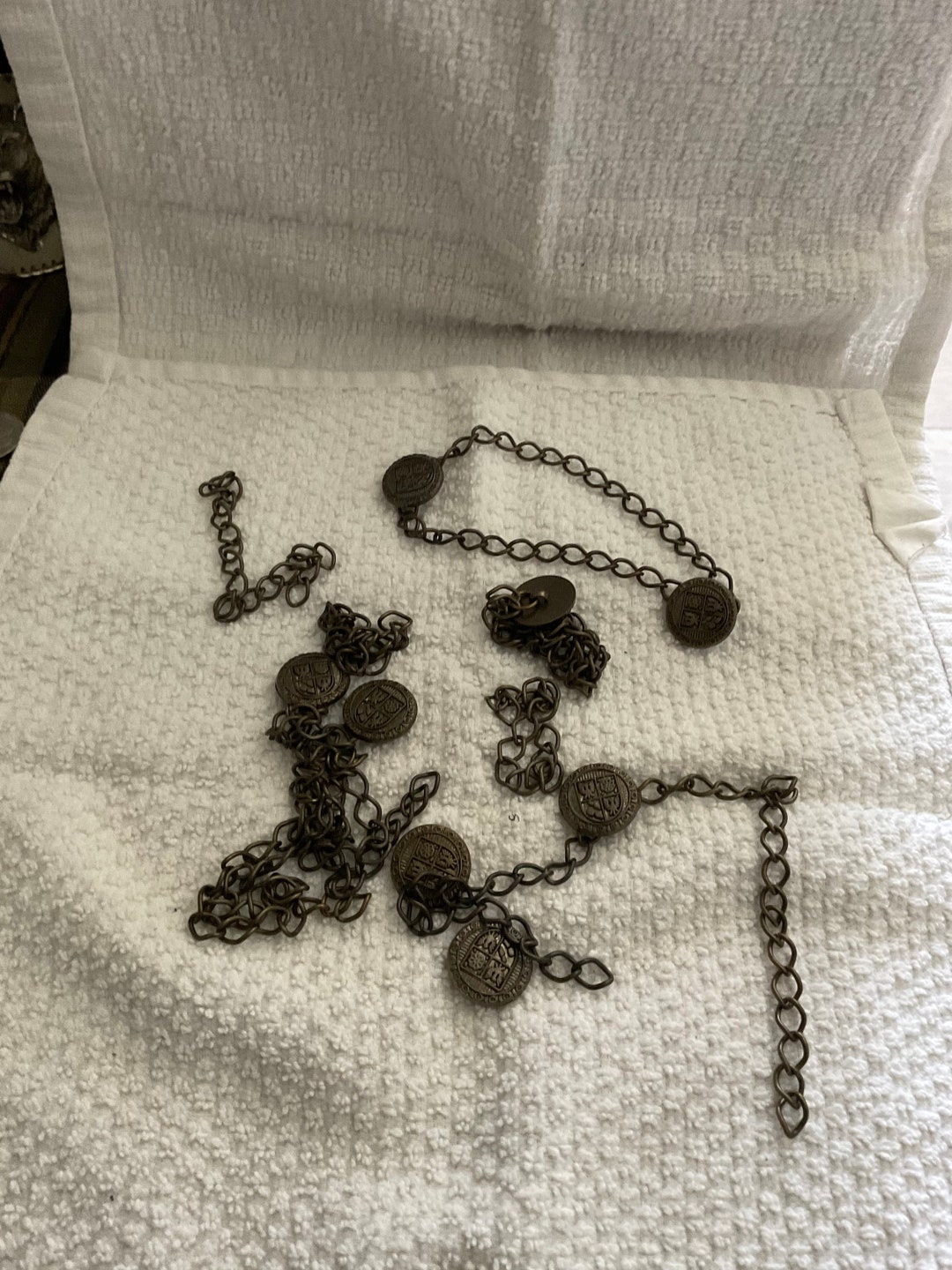 Metal Buttons on Broken Chain - Etsy