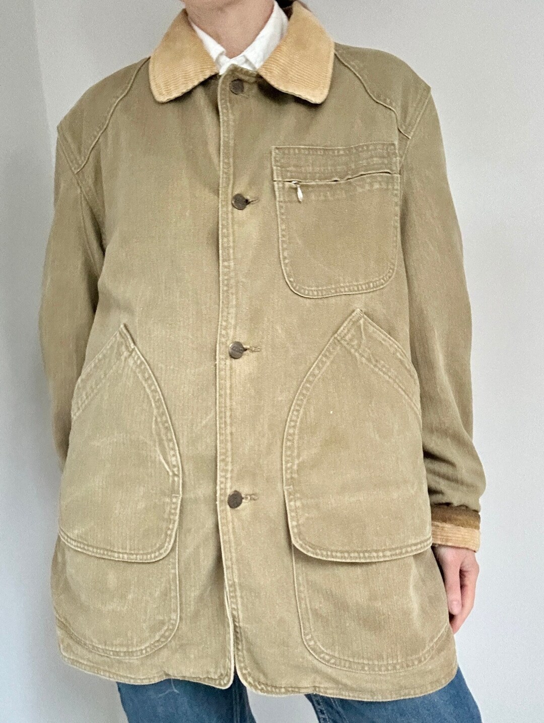 80s LL Bean Herringbone Twill Barn Jacket - Etsy