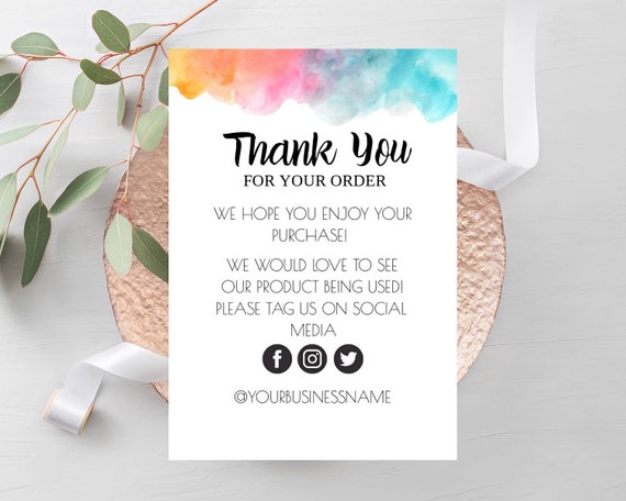 Thank You Insert Cards Custom Thank You Insert Cards for | Etsy