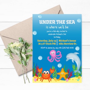 Under the Sea Invitation, Editable Invitation, Ocean Invitation, Under ...