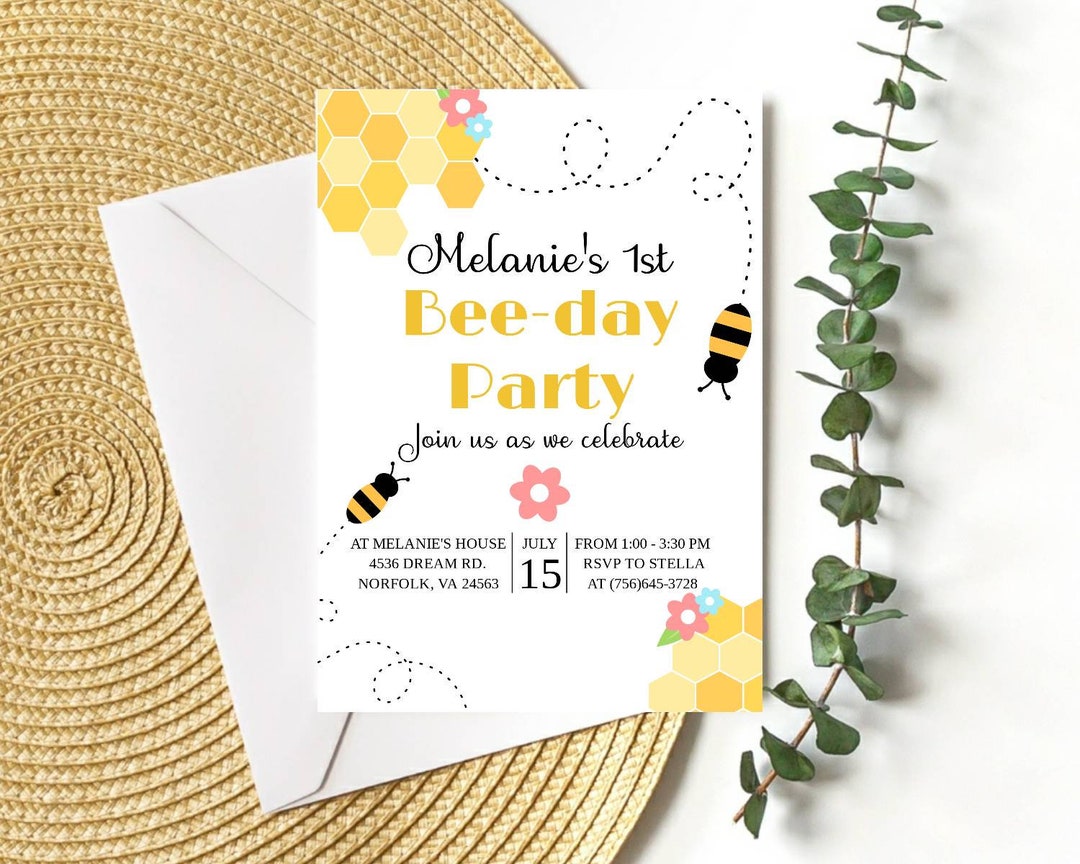Bumble Bee Invitation, Bumbe Bee Invite, Bee Invite, Birthday ...