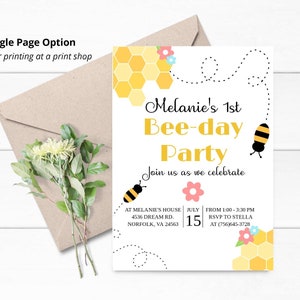 Bumble Bee Invitation, Bumbe Bee Invite, Bee Invite, Birthday ...