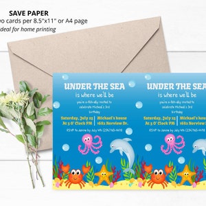 Under the Sea Invitation, Editable Invitation, Ocean Invitation, Under ...