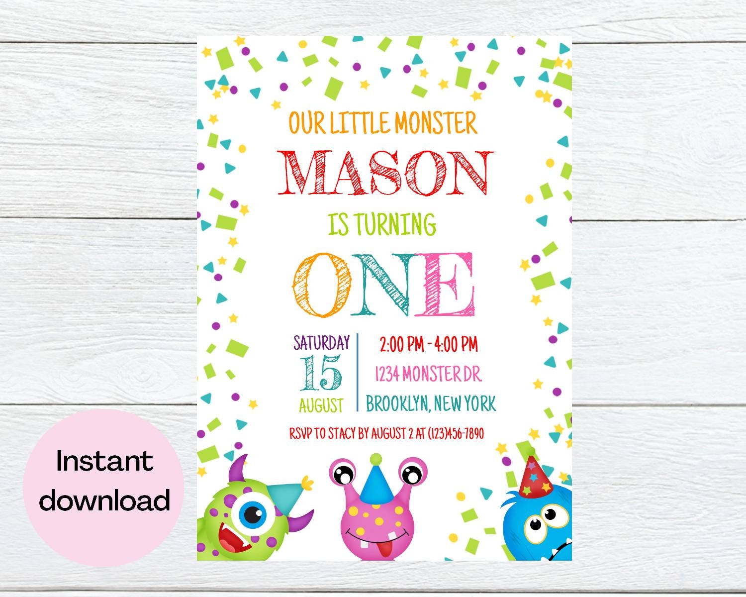 MONSTER INVITATION PRINTABLE Template Digital Download Monster Party ...