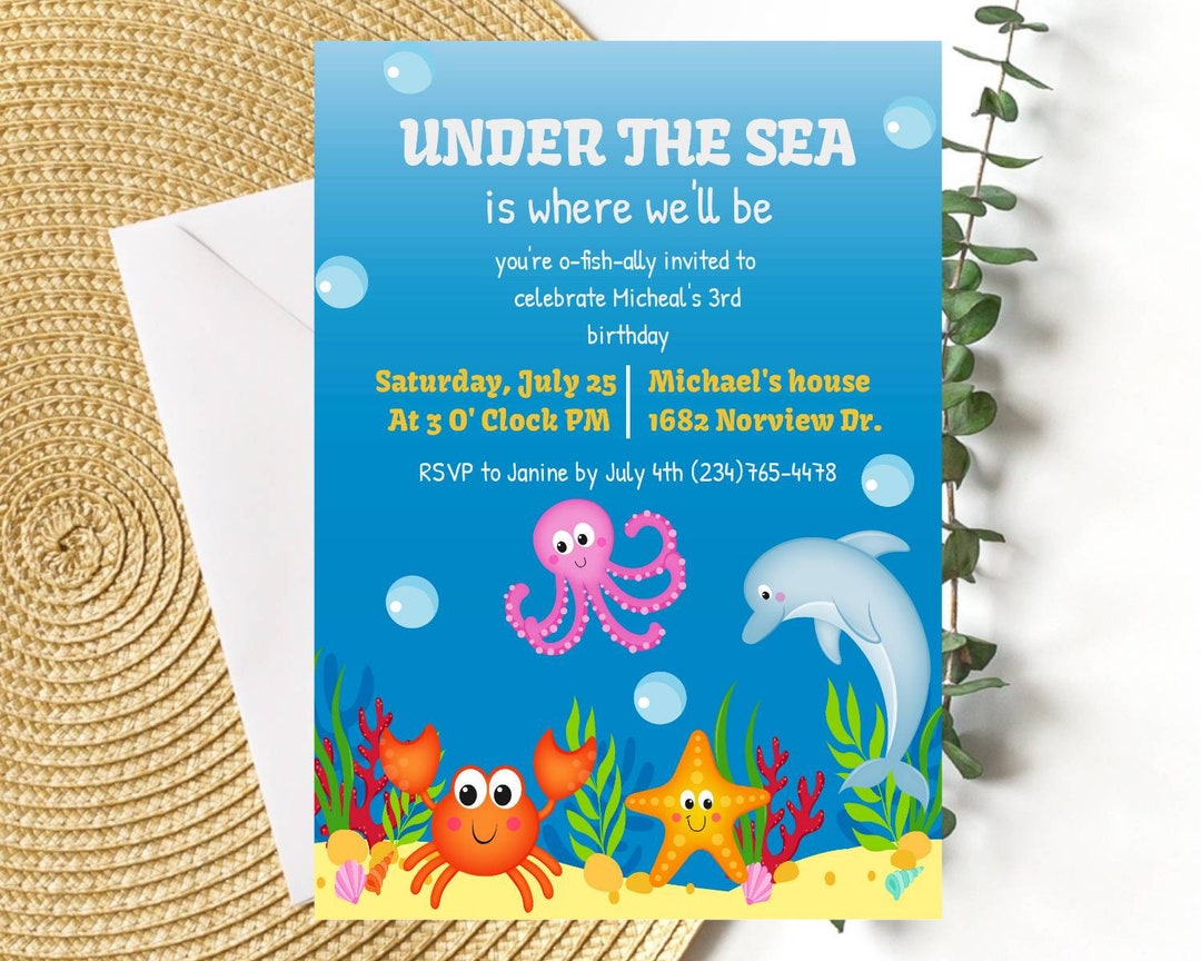 Under the Sea Invitation, Editable Invitation, Ocean Invitation, Under ...