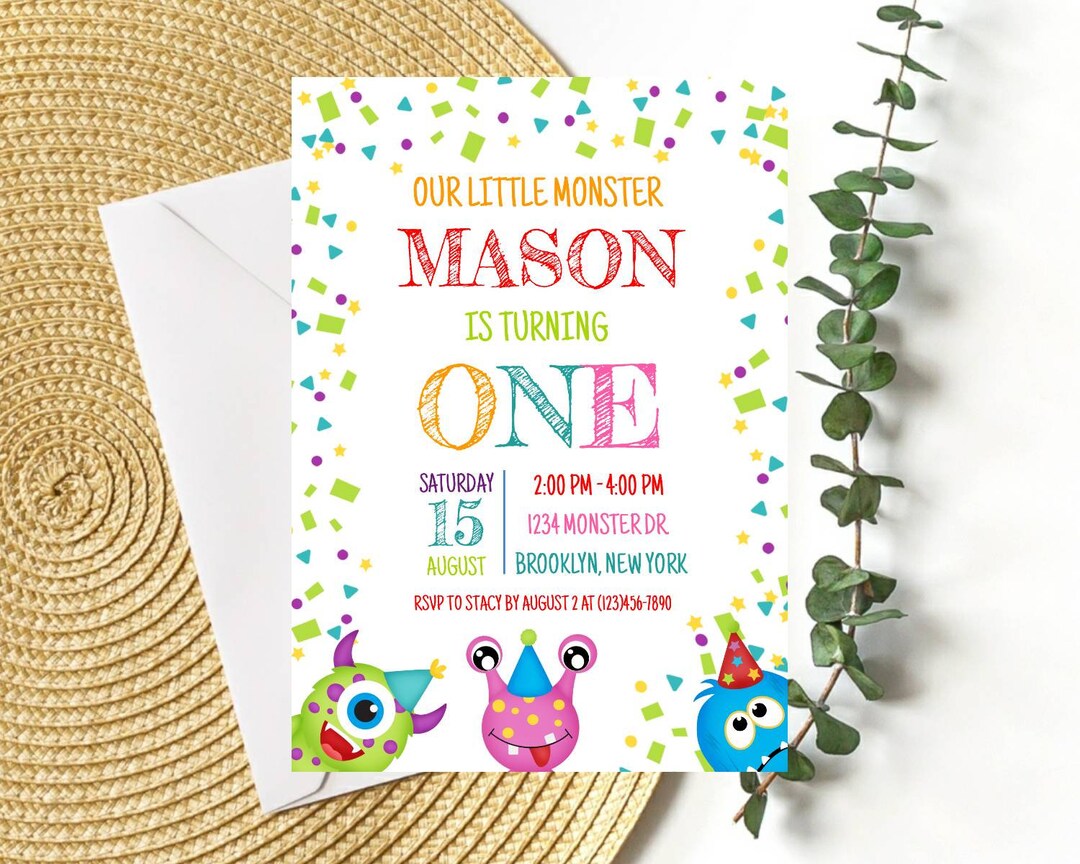 MONSTER INVITATION - PRINTABLE Template - Digital Download Monster ...