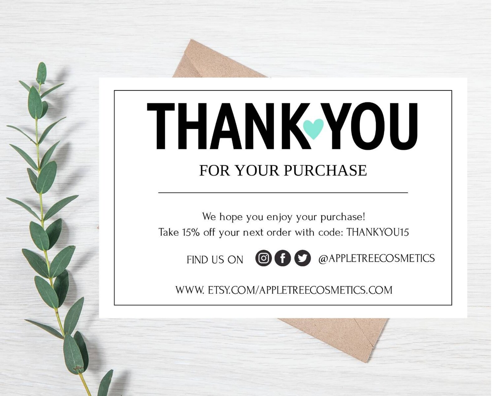 Imprimibles de negocios, Tarjeta de agradecimiento de negocios editable, Inserto de ...