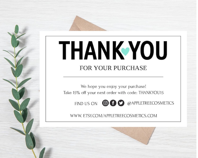 Imprimibles de negocios, Tarjeta de agradecimiento de negocios editable, Inserto de ...