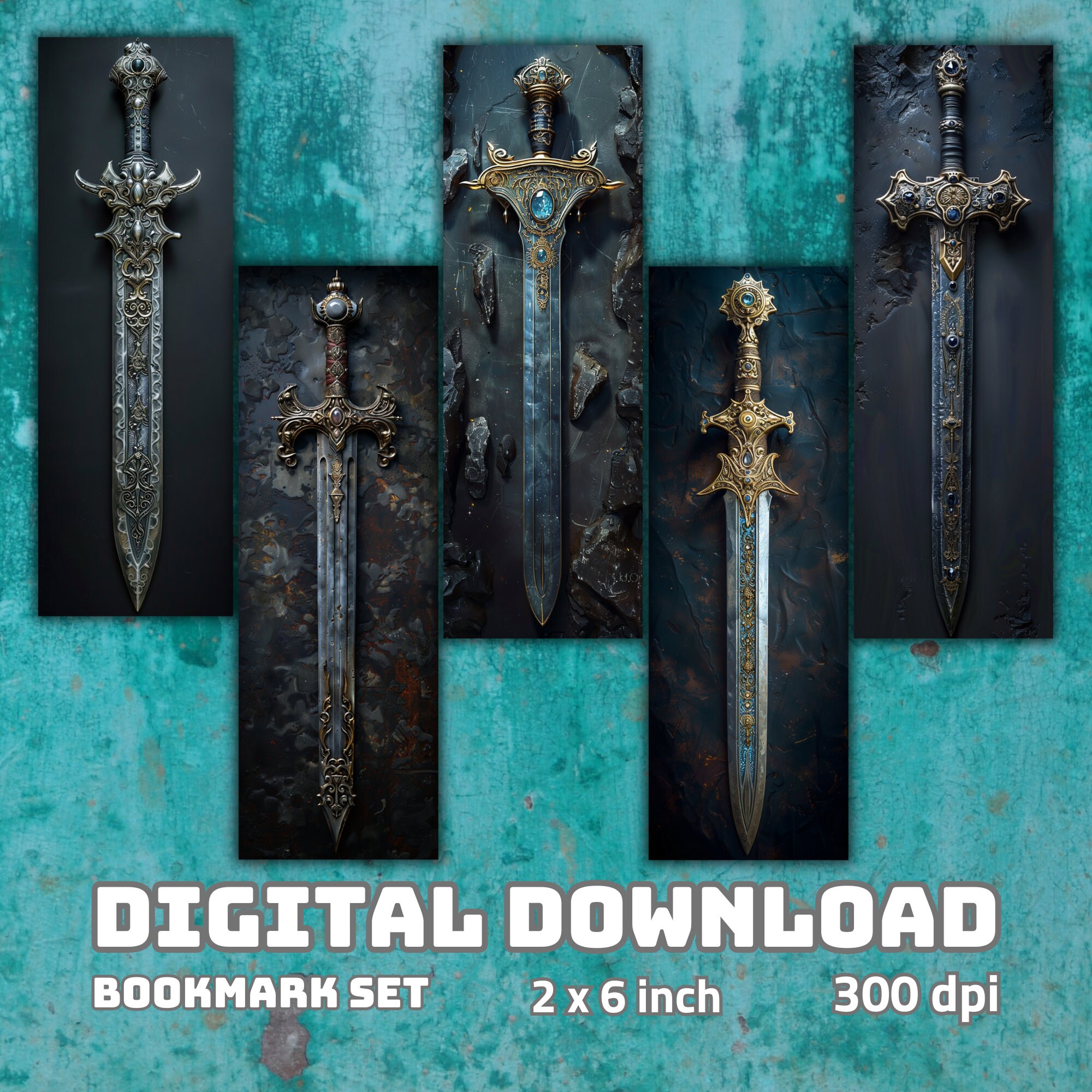 Printable BOOKMARKS Swords Aesthetic Bookish Gift Fantasy SWORD - Etsy