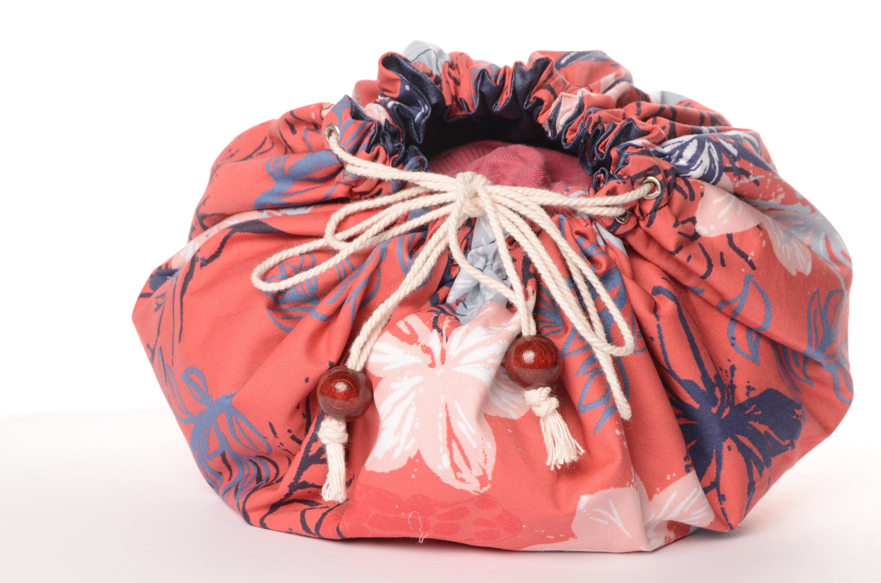Cosmetic Bag - Round Cosmetic Bag With Drawstring Made of Cotton and ...