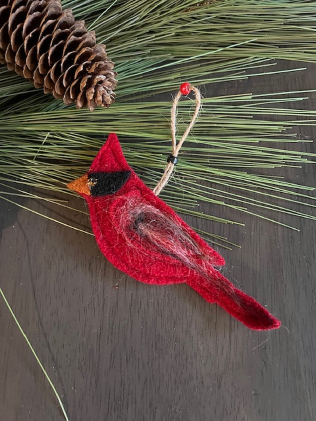 Recycled Felted Wool Male Cardinal, Male Cardinal, Handmade Christmas ...