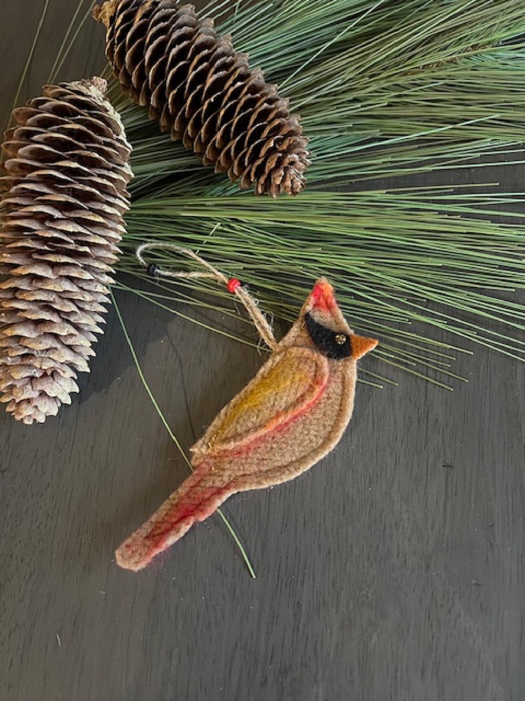 Recycled Felted Wool Female Cardinal, Female Cardinal, Handmade ...